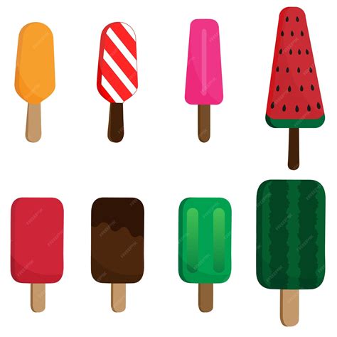 Conjunto De 8 Paletas De Hielo Vectoriales Paleta De Hielo Colorida