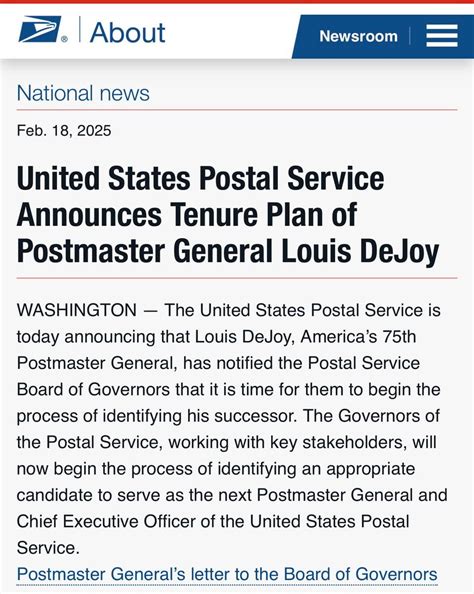 Louis Dejoy To Step Down As Usps Postmaster General Amid Financial Losses And Modernization