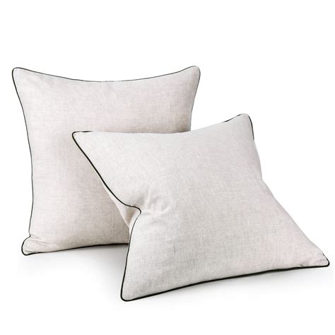 The Tinoart 100 Pure French Linen Piped European Square Pillow Shams