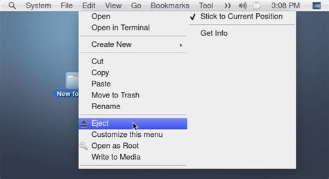 in the right click menu of files there will be eject option · issue