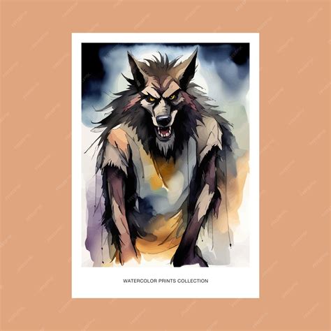 Premium Vector Werewolf Cartoon Character Halloween Vibes Wall Art