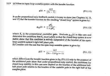 SOLVED Texts A When An Open Loop Unstable System With The Transfer Function P