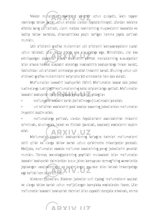 Amaliy Dasturiy Taminot Amaliy Dasturlar Paketi Bilan Ishlash Informatika Va At Referatlar