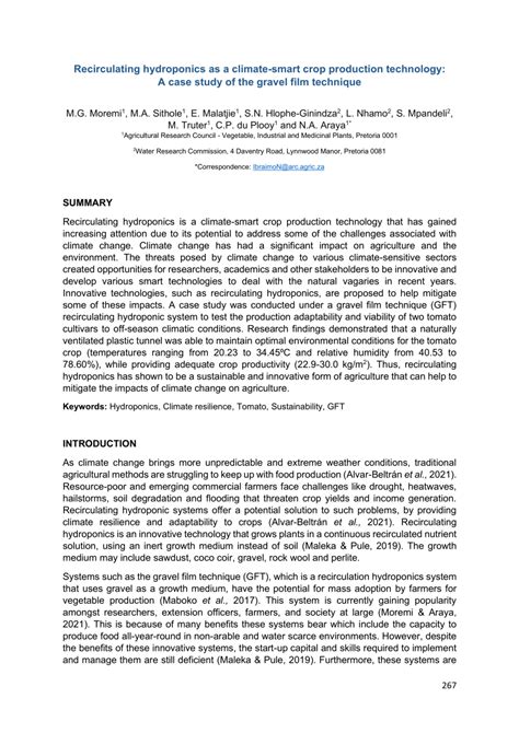 Pdf Recirculating Hydroponics As A Climate Smart Crop Production