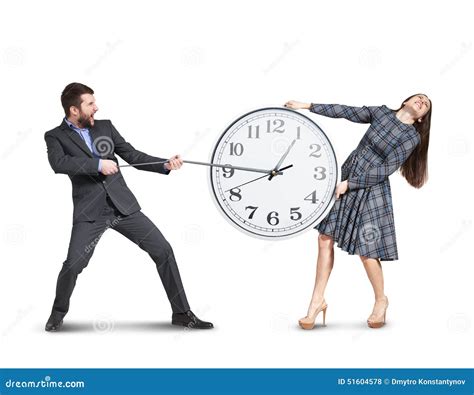 Emotional Couple Stretching Out The Clock Stock Photo Image Of Punctual Face