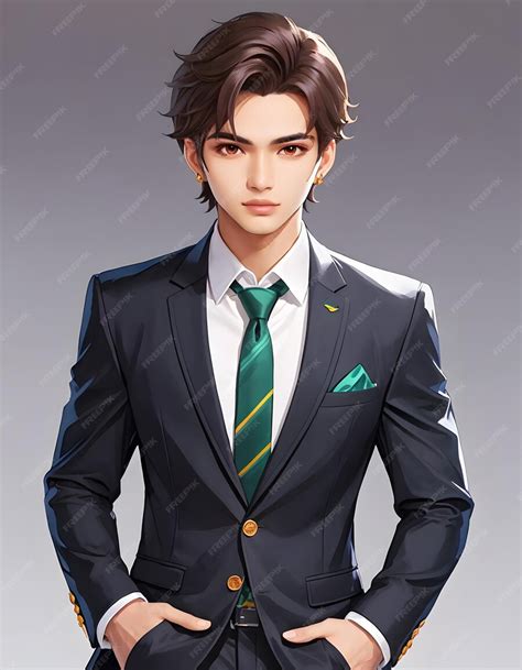 A Catoon Man Wearing Suit And Posing For Camera Premium Ai Generated Image