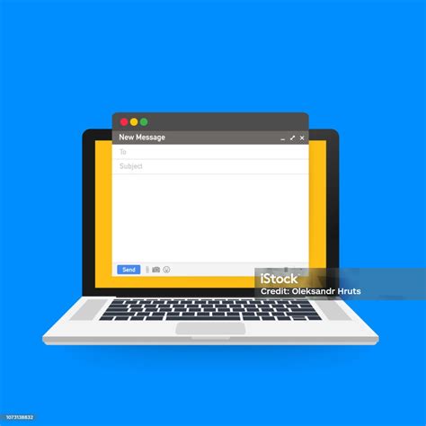 이메일 템플릿입니다 빈 전자 메일 브라우저 창입니다 노트북 화면에 메일 메시지 웹 페이지 벡터 프레임 벡터 일러스트입니다 우편에 대한 스톡 벡터 아트 및 기타 이미지