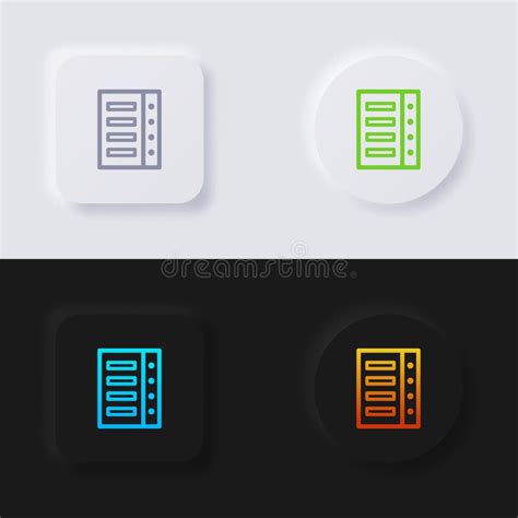 Server Icon Set Multicolor Neumorphism Button Soft Ui Design Stock