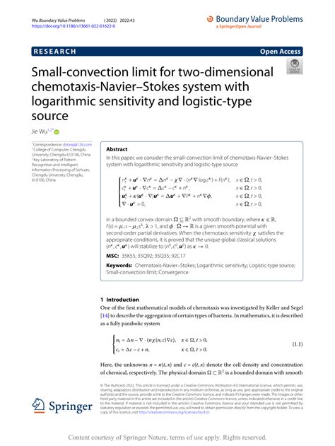 Pdf Small Convection Limit For Two Dimensional Chemotaxis Navierstokes System With
