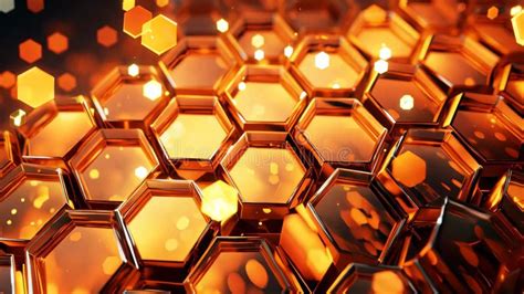 Orange Abstract Hexagon Geometric Surface Hexagonal Grid Pattern Stock Footage Video Of