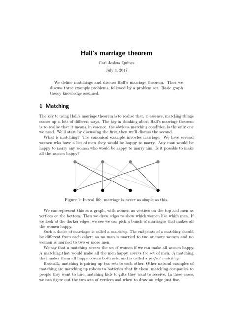 Halls Marriage Theorem 1 Matching Pdf Discrete Mathematics