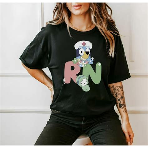 Bluey Nurse Tee Bluey Rn Shirt Custom Nursing Graphic Tee Unisex S