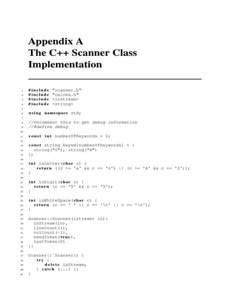 Appendix A The C Scanner Class Implementation Pdf Computer Programming Software Development