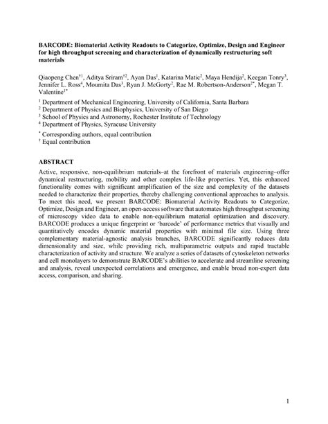 Pdf Barcode Biomaterial Activity Readouts To Categorize Optimize Design And Engineer For