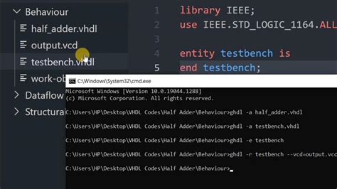 vhdl code compliation using ghdl and waveform viewing using gtkwave in