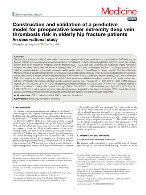 Pdf Construction And Validation Of A Predictive Model For