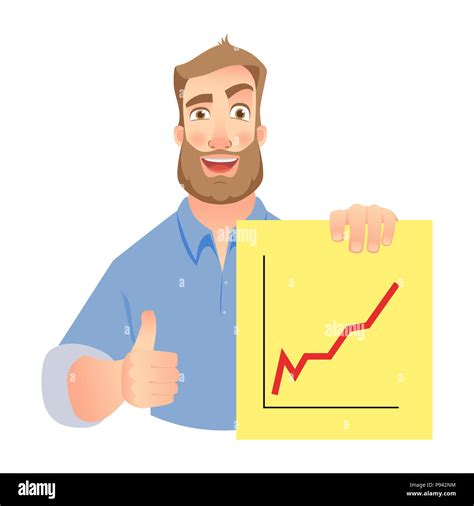 Man Holding Graph Illustration Successful Businessman Shows A Graph Stock Photo Alamy