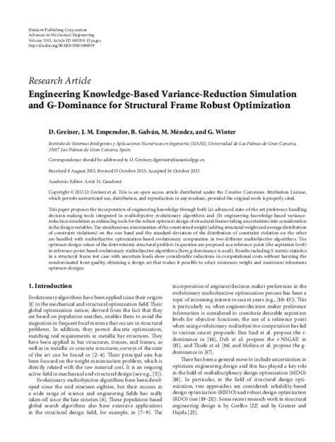 Engineering Knowledge Based Variance Reduction Simulation And G Dominance For Structural Frame