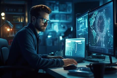Premium Photo Confident Cybersecurity Analyst Working On A Generative Ai