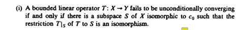 Functional Analysis T Fails To Be Unconditionally Converging If And