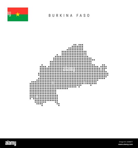 Square dots pattern map of Burkina Faso. Upper Volta dotted pixel map ...