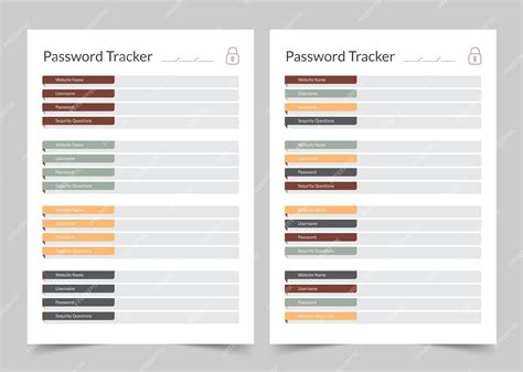 Premium Vector Password Tracker Template Modern Planner Template Set