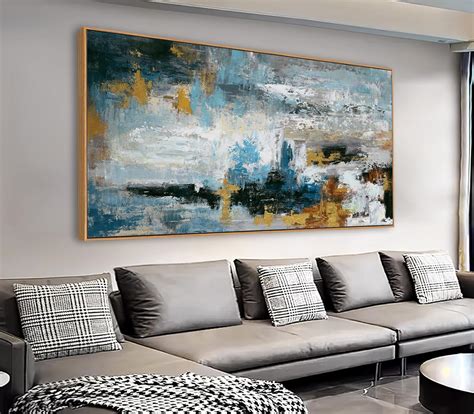 Abstract Wall Art Large Canvas Picture Modern Blue Grey Brown Canvas