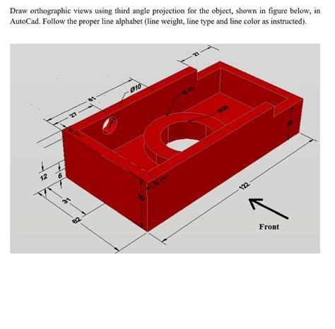 Solved Draw Orthographic Views Using Third Angle Projection
