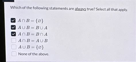 Solved Which of the following statements are always true? | Chegg.com