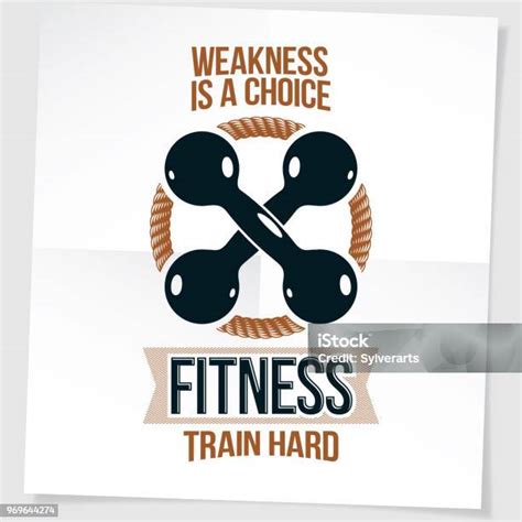 Poster Iklan Pusat Olahraga Yang Disusun Dengan Dua Dumbbell Disilangkan Peralatan Olahraga