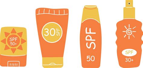 Set Of Sun Protection Products Spf Protection And Sun Safety Concept