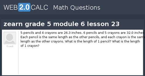 View Question Zearn Grade 5 Module 6 Lesson 23