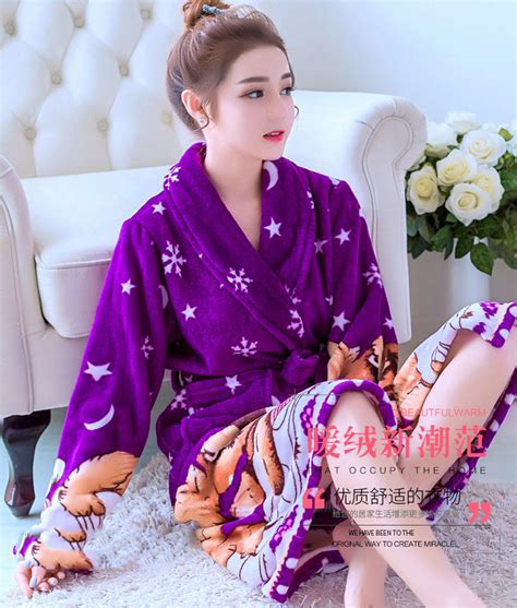 New Women Coral Fleece Robe Sex Sleepwear Winter Autumn Warm Bathrobe Nightgown Kimono Dressing