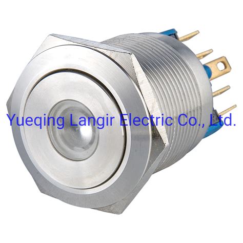 Anti Vandal Latching Push Button Switch L Dia Mm DOT Illuminated V LED Aluminium