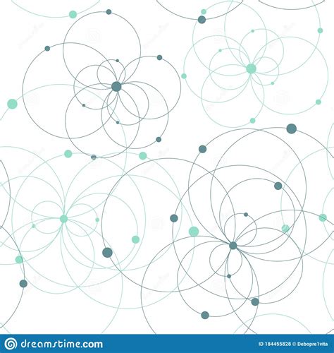 Seamless Geometric Pattern With Connected Circles And Dots Stock Vector Illustration Of