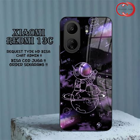 Latest XIAOMI REDMI 13C Casing Cs08 Hp Case Shines Glass Effects Cool Cute Premium Softcase