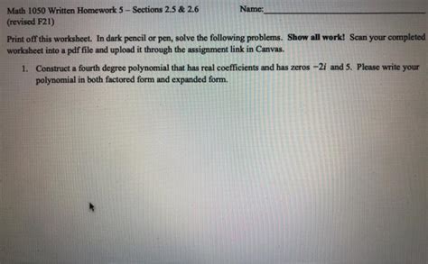 Solved Math 1050 Written Homework 5 Sections 2 5 And 2 6