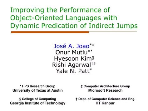 Ppt Improving The Performance Of Object Oriented Languages With Dynamic Predication Of