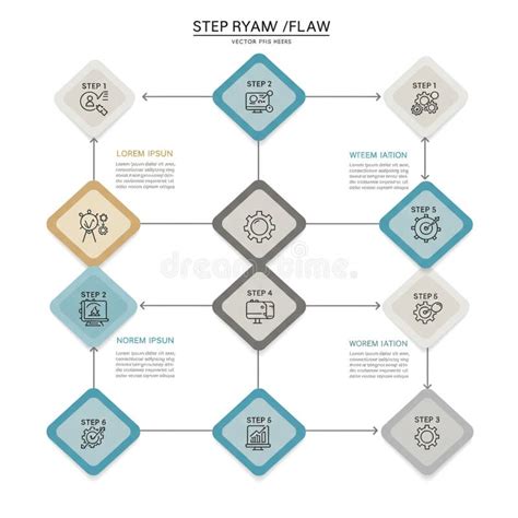 Flowchart Featuring A Series Of Diamond Shaped Steps Connected By Arrows Stock Illustration