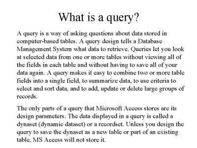 Query Meaning
