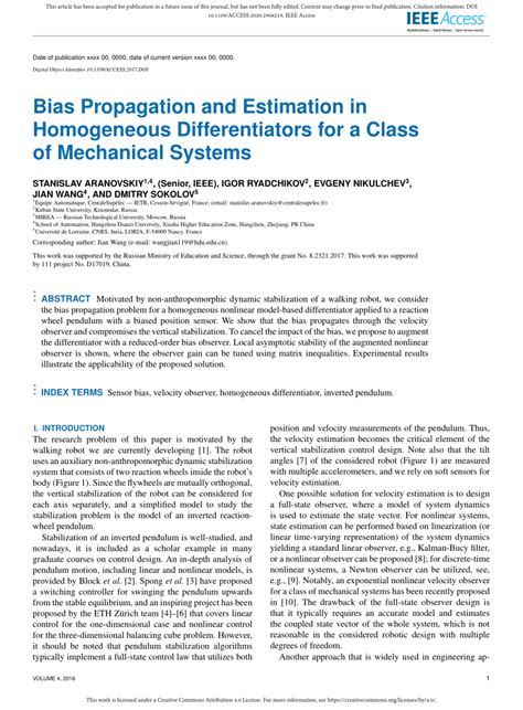 Pdf Bias Propagation And Estimation In Homogeneous Differentiators