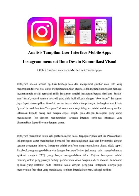 Pdf Analisis Tampilan User Interface Mobile Apps Instagram Menurut Ilmu Desain Komunikasi Visual