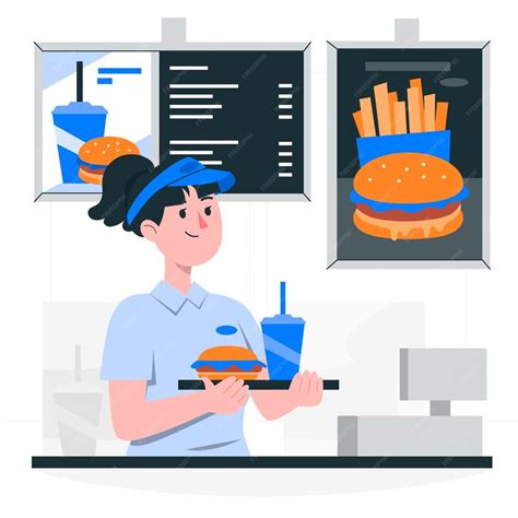 Free Vector Fast Food Worker Concept Illustration