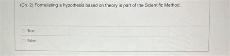 Solved Ch 2 ﻿formulating A Hypothesis Based On Theory Is