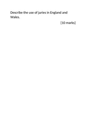 A Level Law English Legal Systems 5 And 10 Mark Question Bundle Eduqas