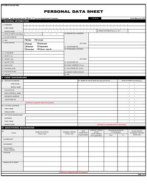 Personal Sheet Data Fill Online Printable Fillable Blank PDFfiller
