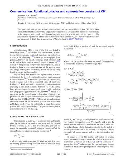Pdf Communication Rotational G Factor And Spin Rotation Constant Of Ch