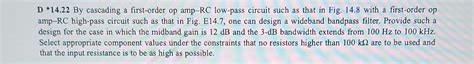 Solved D 14 22 By Cascading A First Order Op RC Chegg Com