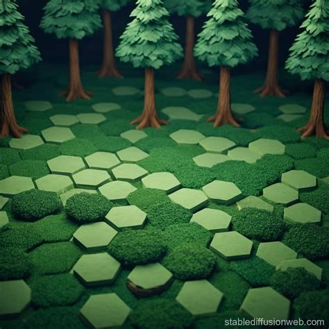 High Quality Isometric Hexagon Tile With Forest Style Stable