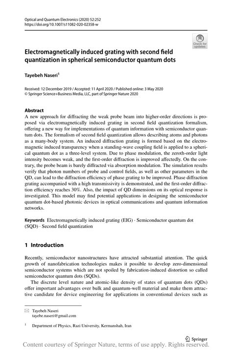 Electromagnetically Induced Grating With Second Field Quantization In